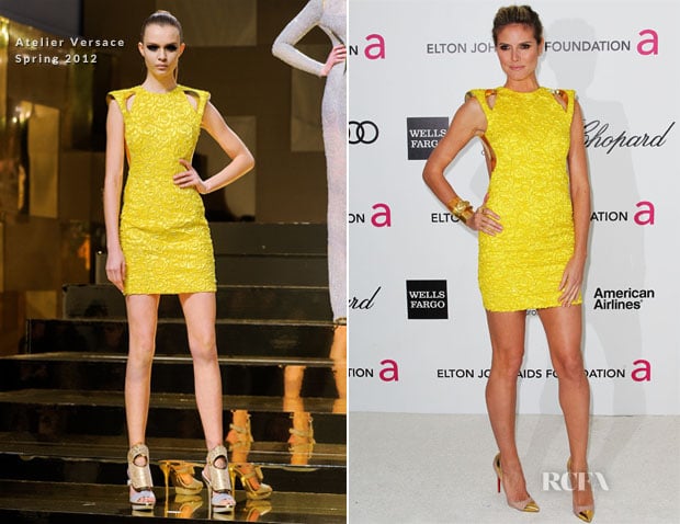 Heidi Klum In Atelier Versace Elton John Aids Foundation Academy Awards Viewing Party Red