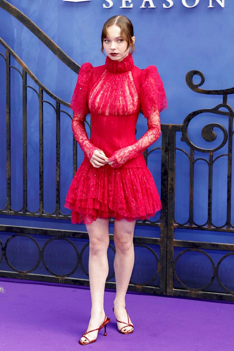 Emma Myers Surprises in Pink McQueen at 'Wednesday' Premiere