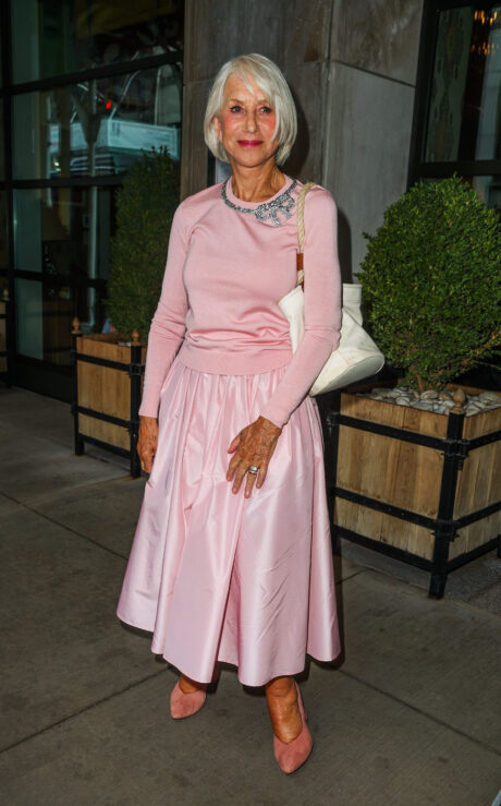 Helen Mirren Charms in Monochrome Pink on The Tonight Show