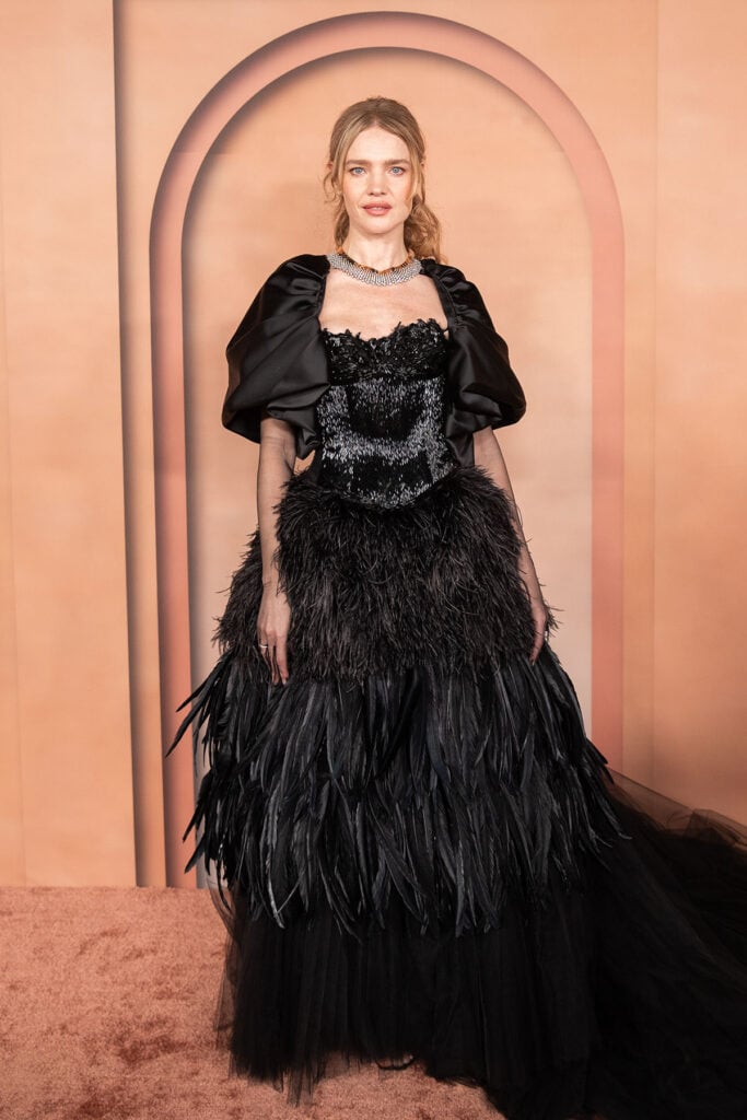 Natalia Vodianova in Feathered Dolce & Gabbana Couture - Red Carpet ...