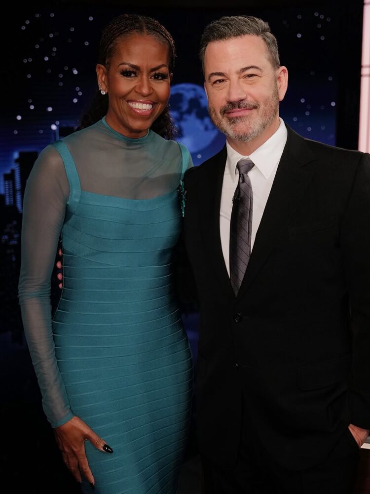 Michelle Obama Steps Out in Hervé Léger on Jimmy Kimmel Live - Red ...