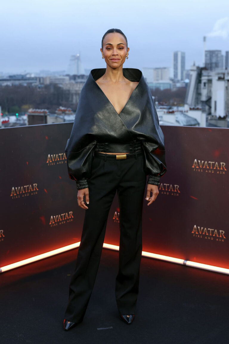 Zoe Saldana in Balenciaga at ‘Avatar: Fire and Ash’ Paris Photocall ...