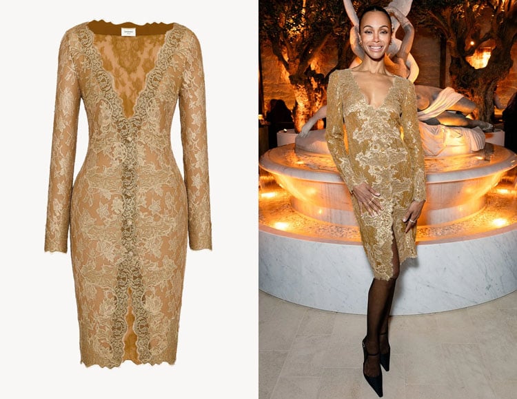 Zoe Saldana's Saint Laurent Cassandra Button Lace Dress